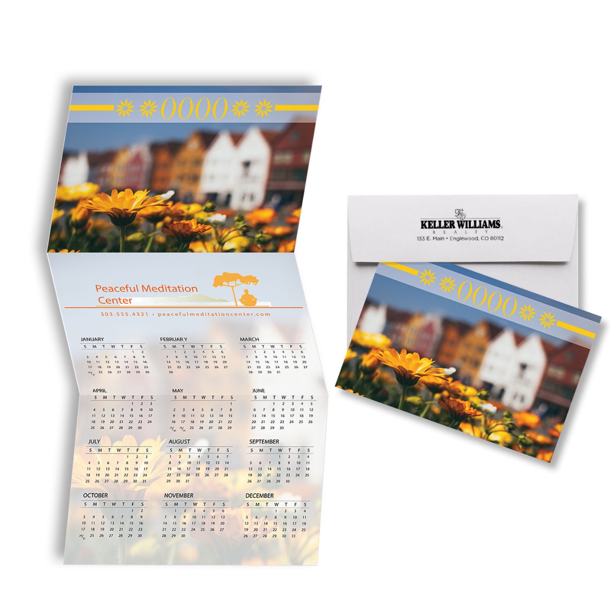 Z-Fold Card Calendar Daisy with houses