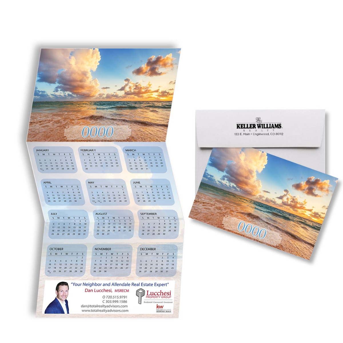 Z-Fold Card Calendar Ocean Clouds