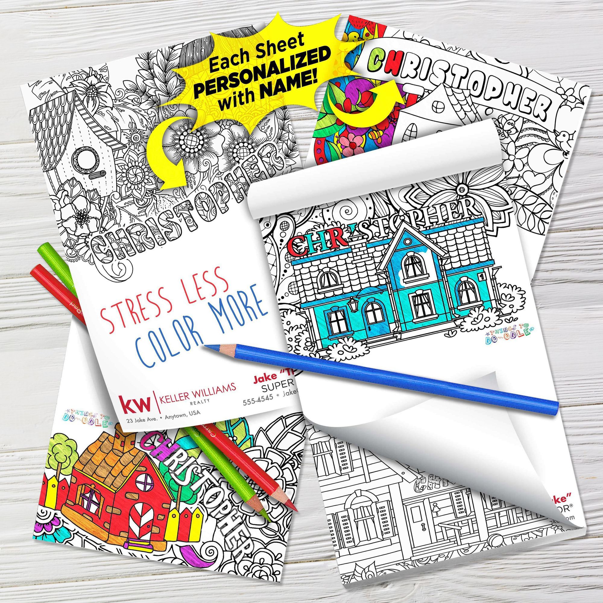 Houses "Things To Do-odle" Personalized w/ 5 Different Image - 5 ½ x 8¼ ...