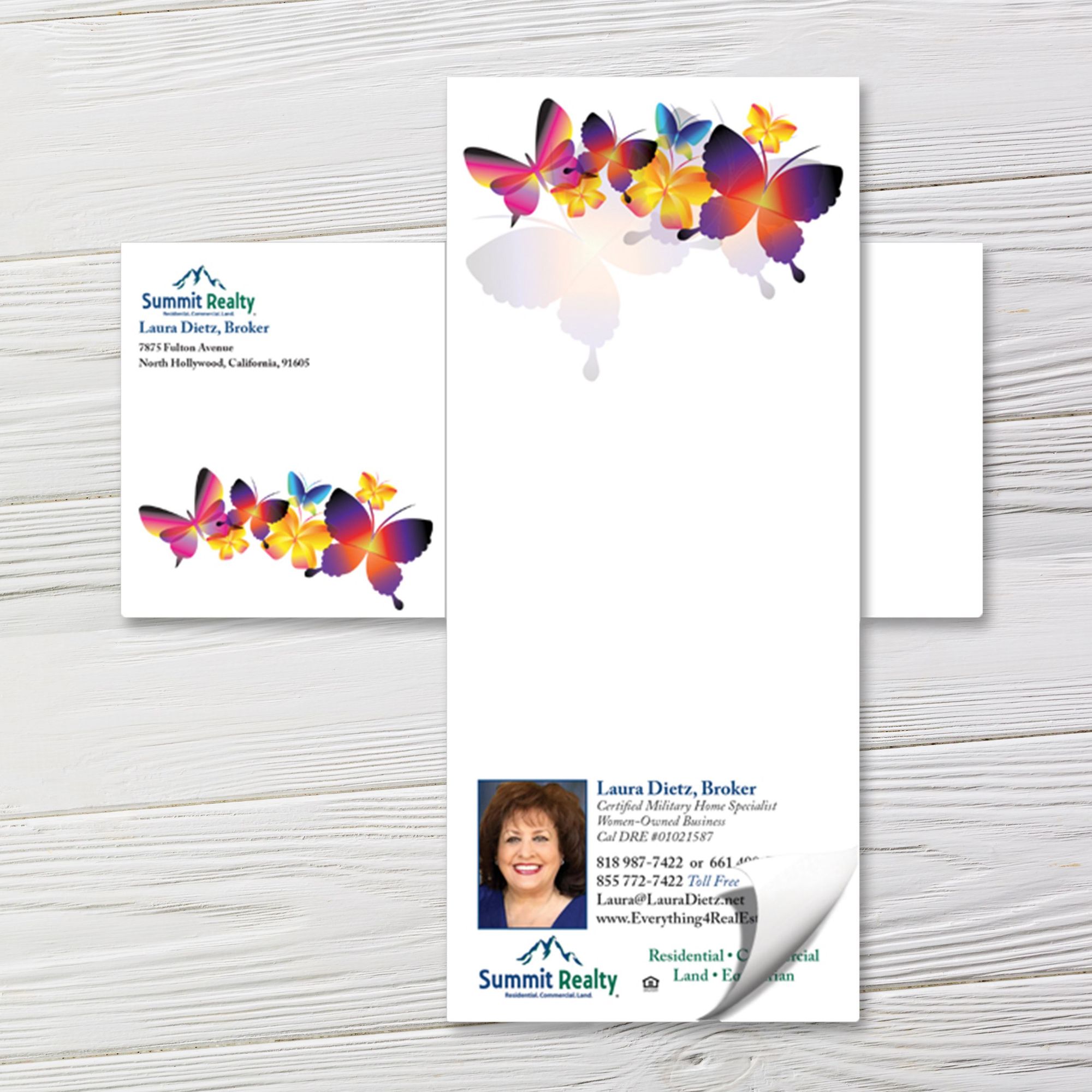 Custom Notepad and matching envelopes | Spring Butterflies