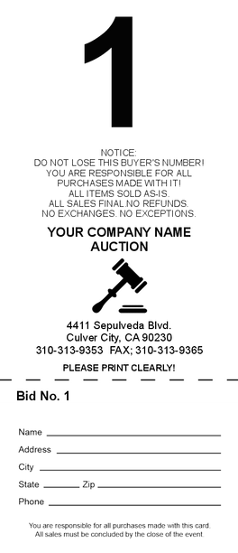 Explore Custom Auction Bid Card With Stub - 3.67"x8.5" Templates ...