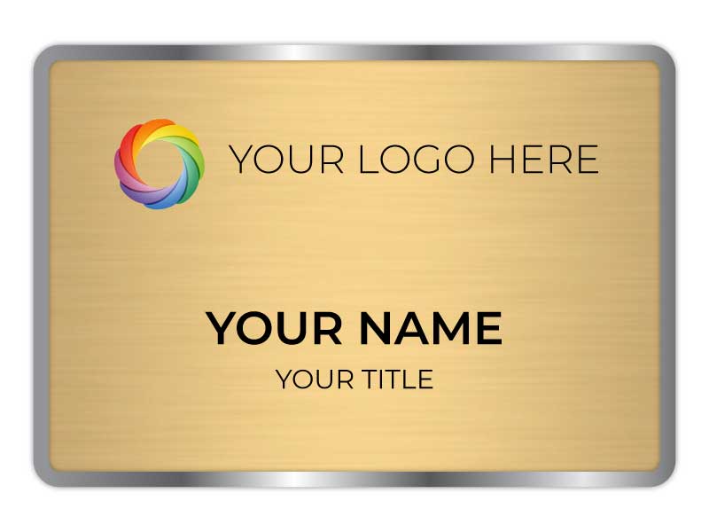 Premium Name Badges - Silver Framed Name Tags – Engraved & Full-Color ...