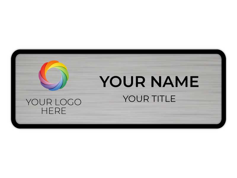 Premium Name Badges - Black Framed Name Tags – Engraved & Full-Color ...