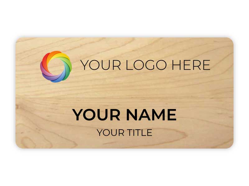 Custom Wood Grain Plastic Magnetic Name Tags – Affordable Economy Name ...