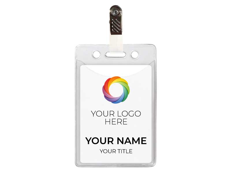 Custom ID Badges with Vinyl Holder | Durable Protected Name Tags ...