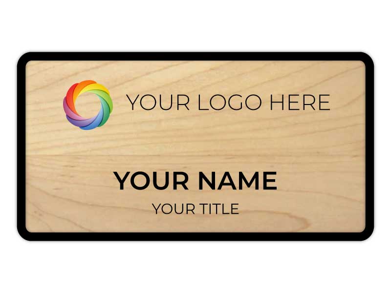 Premium Name Badges - Black Framed Name Tags – Engraved & Full-Color ...