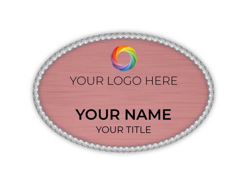 Silver Rhinestone Bling Metal Name Tags - National Name Badge
