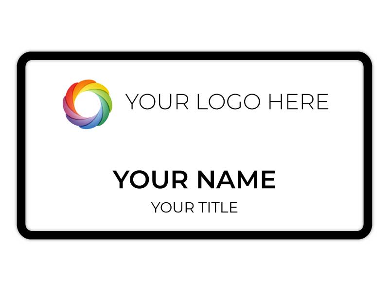 Premium Name Badges - Black Framed Name Tags – Engraved & Full-Color ...