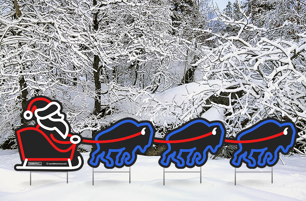 Buffalo Santa Large Lawn Ornament Set - ZoomBuffalo
