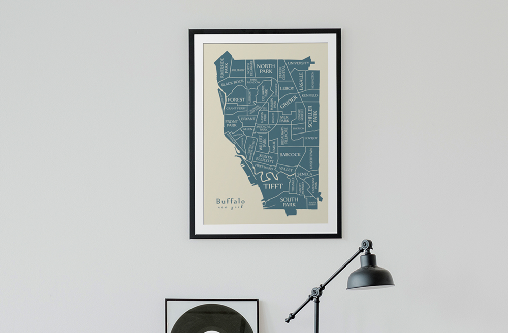 Buffalo Neighborhood Map Poster 18" x 28" - ZoomBuffalo