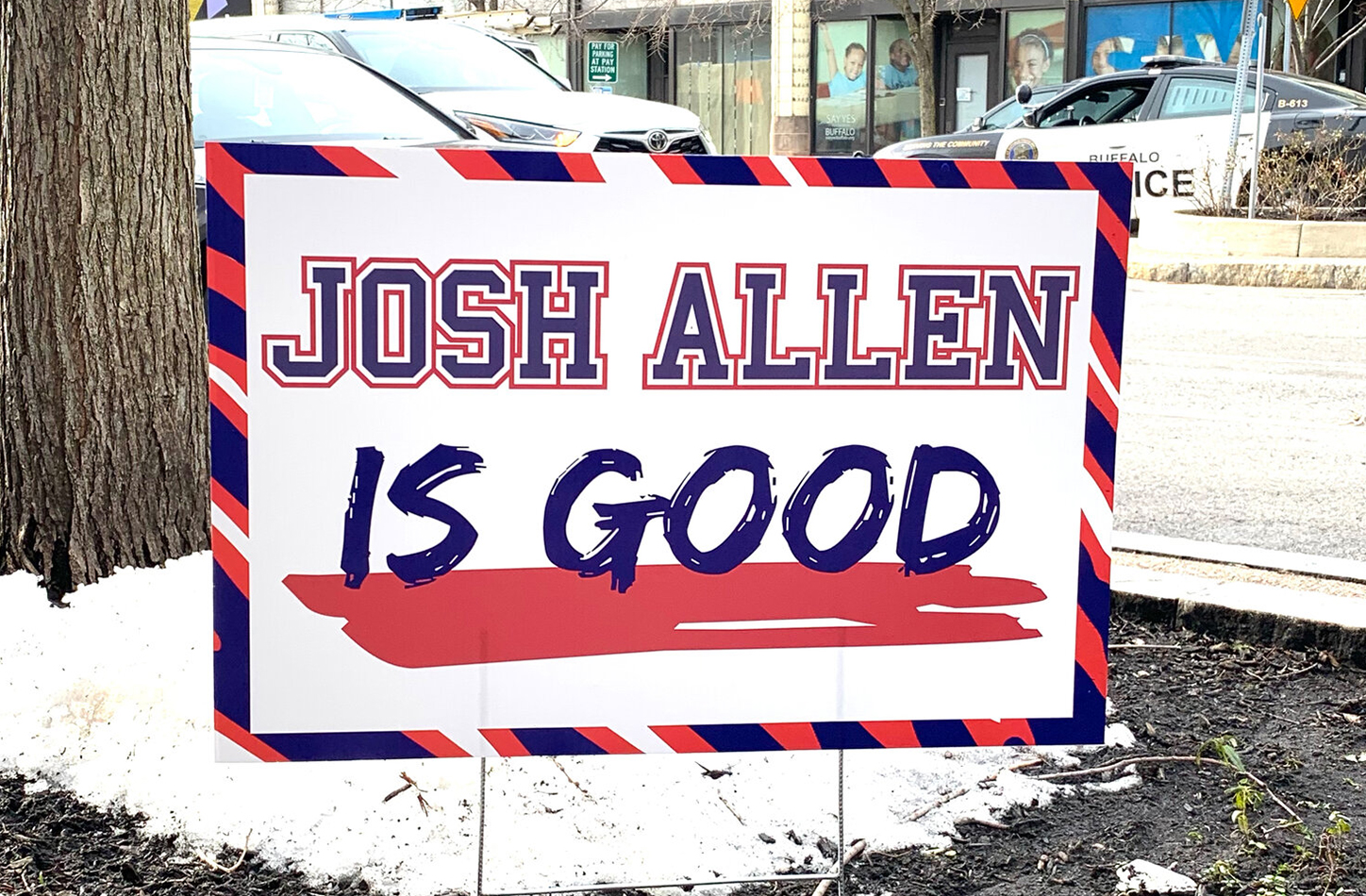 Josh Allen Is Good Lawn Sign (includes stake) 16" x 24" - ZoomBuffalo